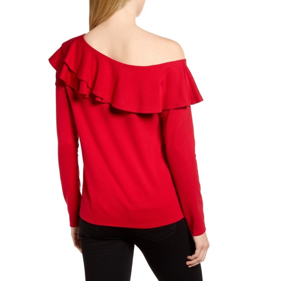 Gibson | Tops | Gibson Ruffled Red Top | Poshmark